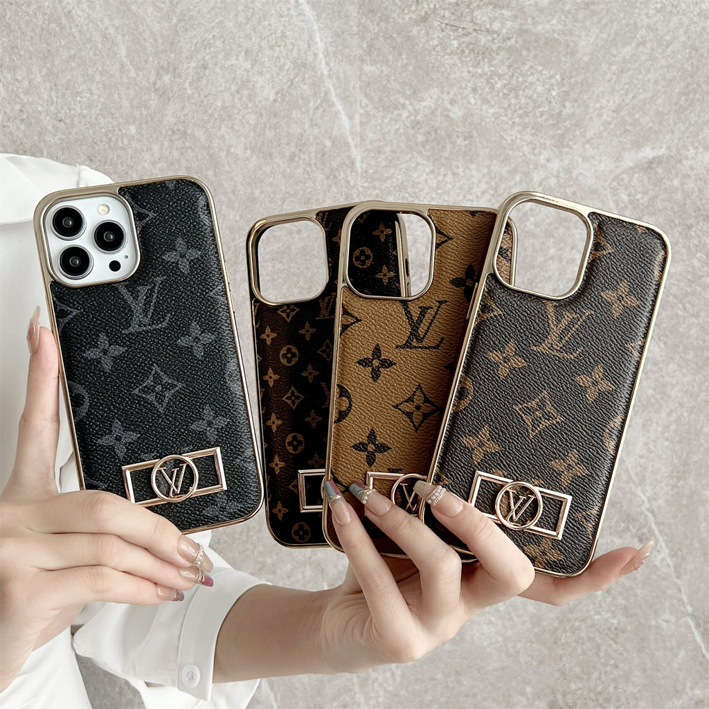 MONOGRAM CANVAS LEATHER PREMIUM ELECTROPLATING FOR IPHONE – THEROXYMOB