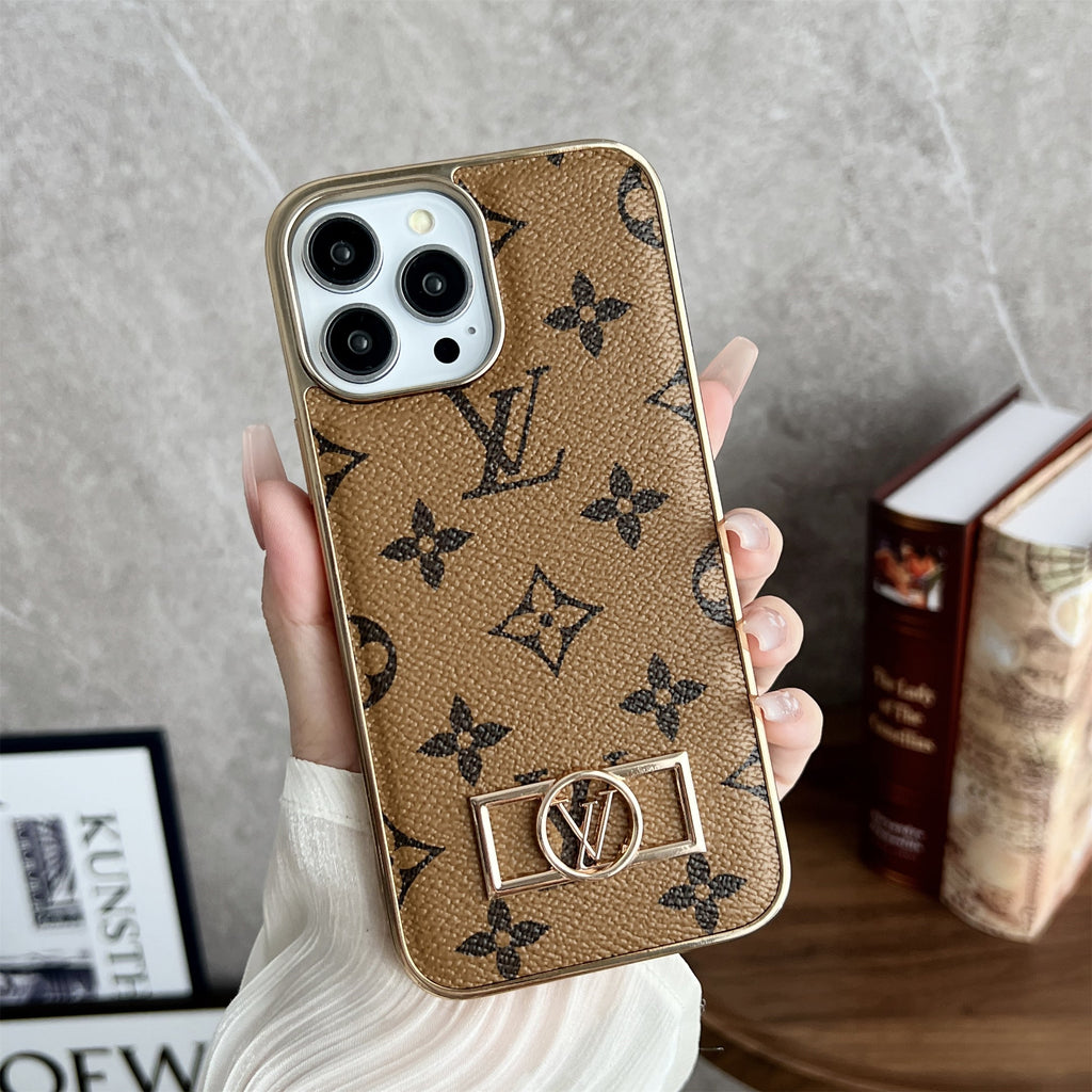 MONOGRAM CANVAS LEATHER PREMIUM ELECTROPLATING FOR IPHONE – THEROXYMOB